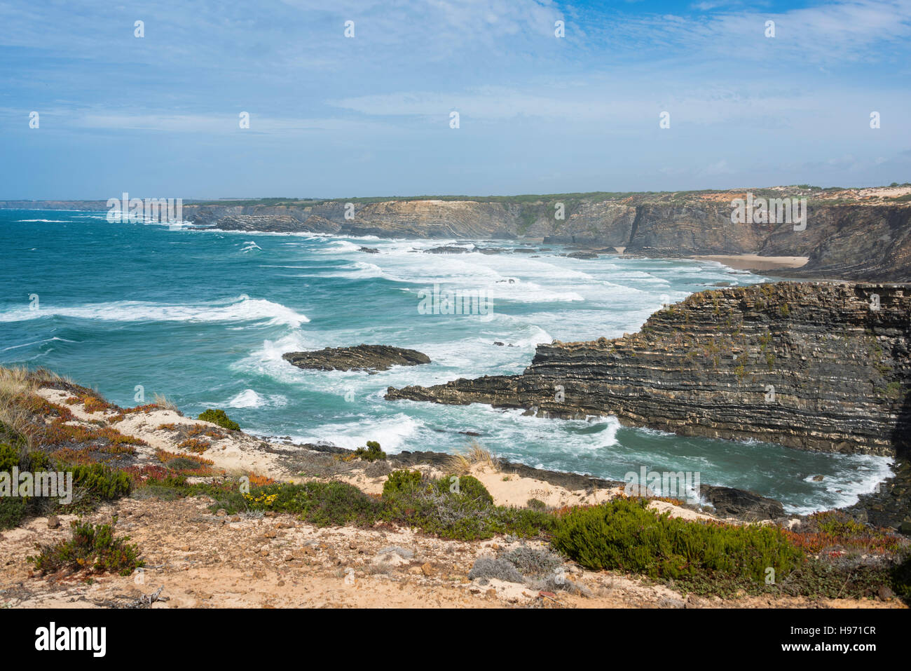 blue water near the rocks of the west coast of Portugal Stock Photo - Alamy