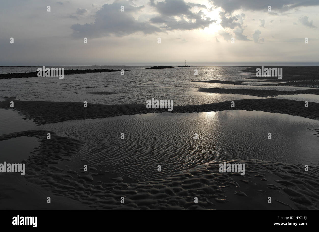 River low water channel river ribble mid distance extending background ...