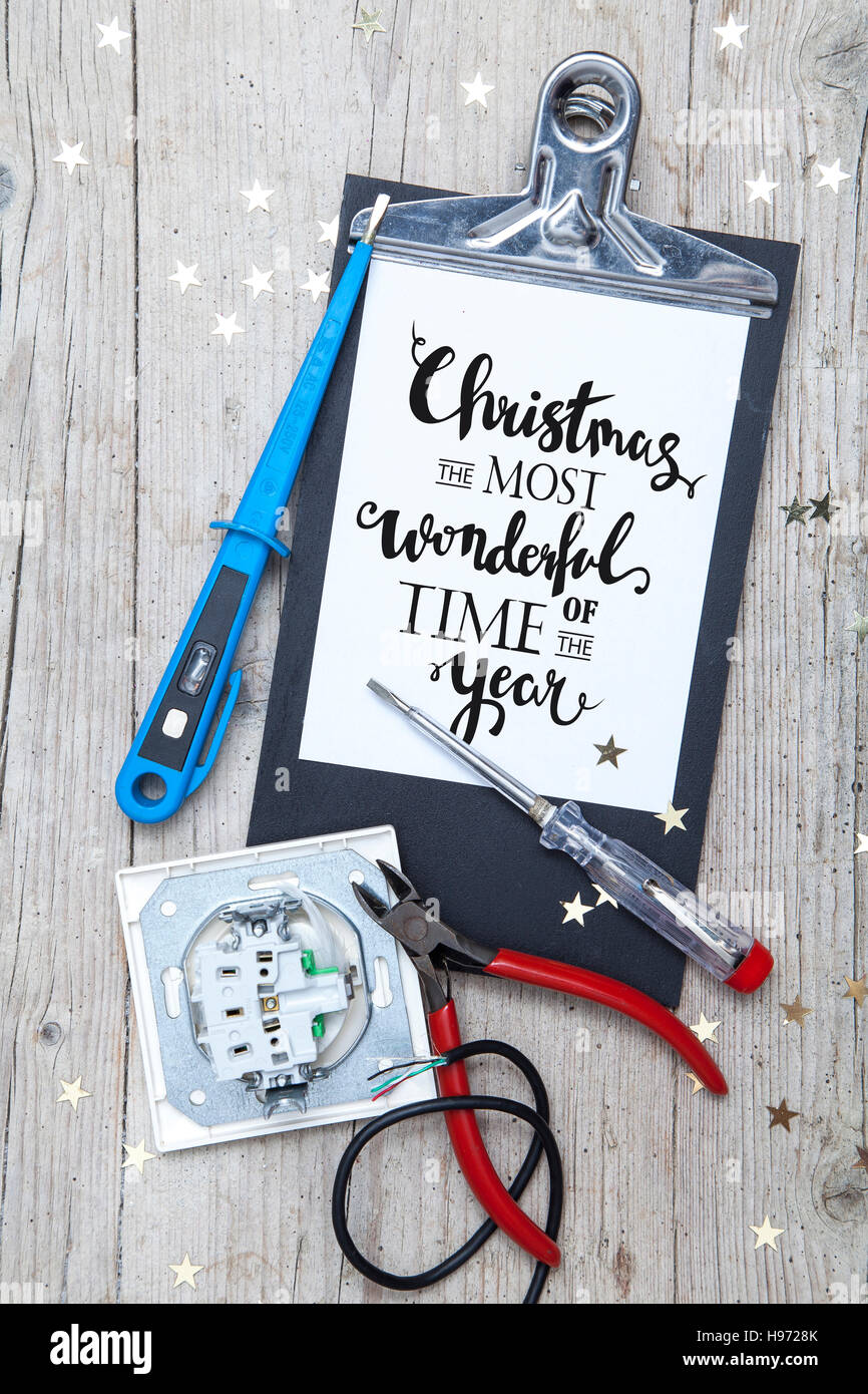 Creative Christmas Card for an electrican business Stock Photo - Alamy