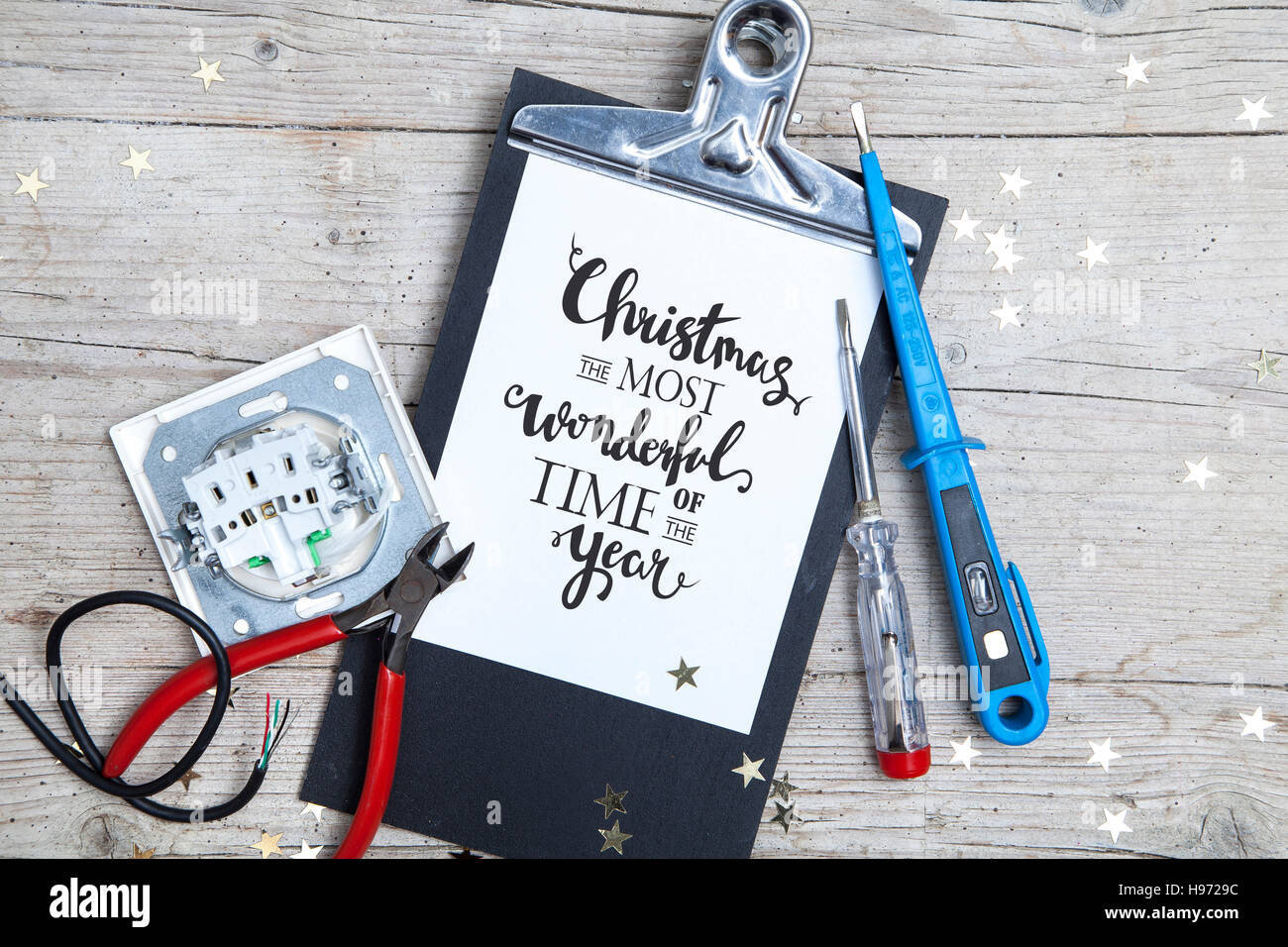 Creative Christmas Card for an electrican business Stock Photo - Alamy