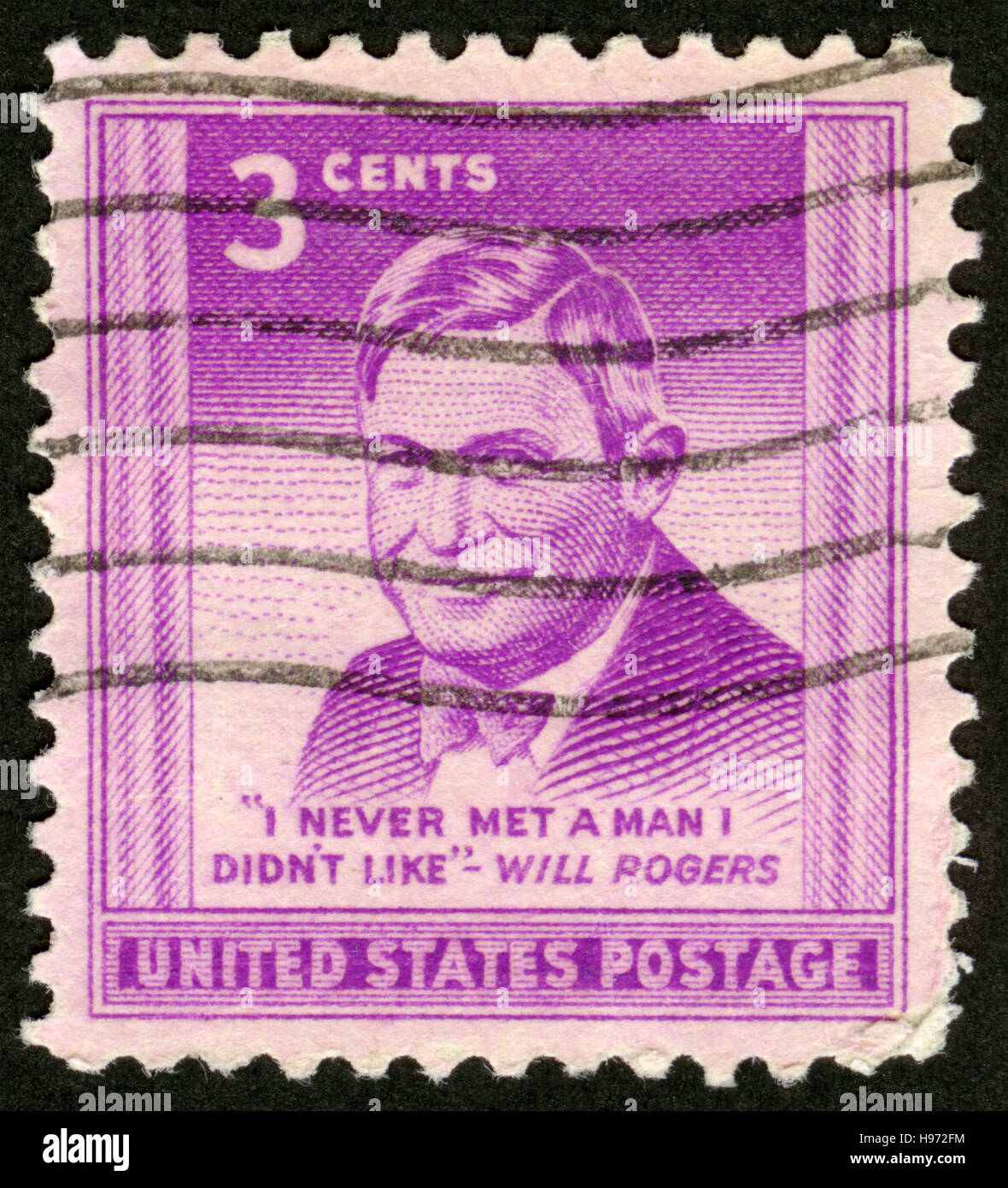 US postage stamp, Will Rogers, American cowboy, comedian, actor and ...