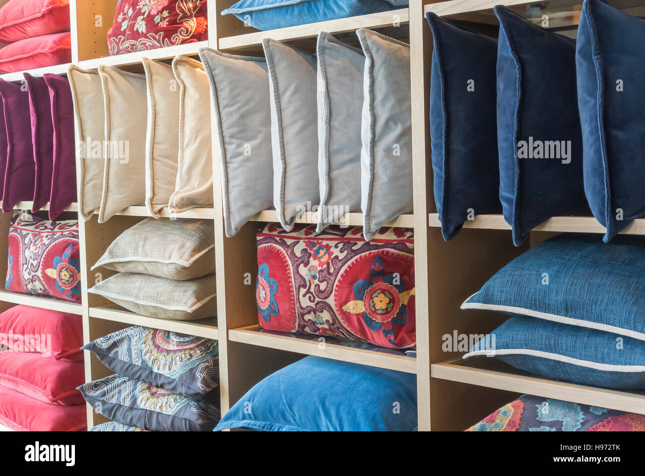 Pillows on Display in Store Stock Photo - Alamy