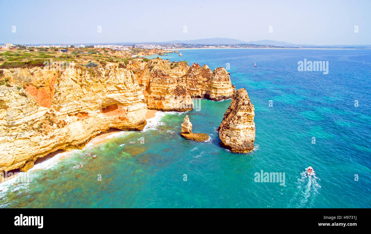 Aerial from natural rocks near Lagos in Portugal Stock Photo - Alamy