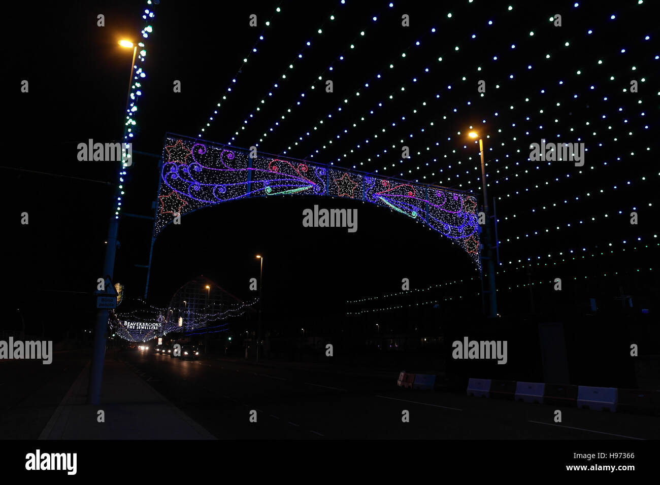 Green changing lights at the north end of the Donation Point Arch, New ...