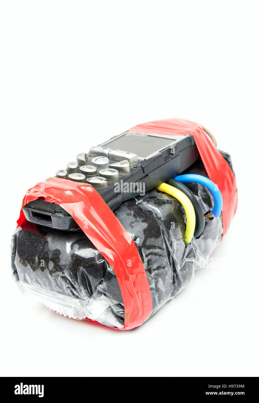 time bomb with phone electronic isolated on white Stock Photo - Alamy