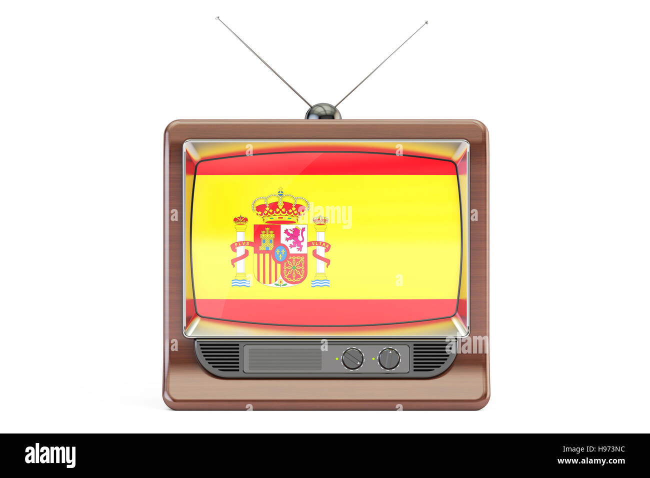 TV set with flag of Spain. Spanish Television concept, 3D rendering ...
