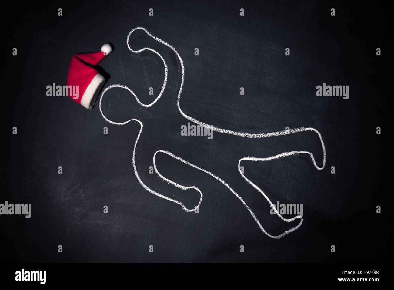 human outlines drawn with white chalk on blackboard Stock Photo - Alamy