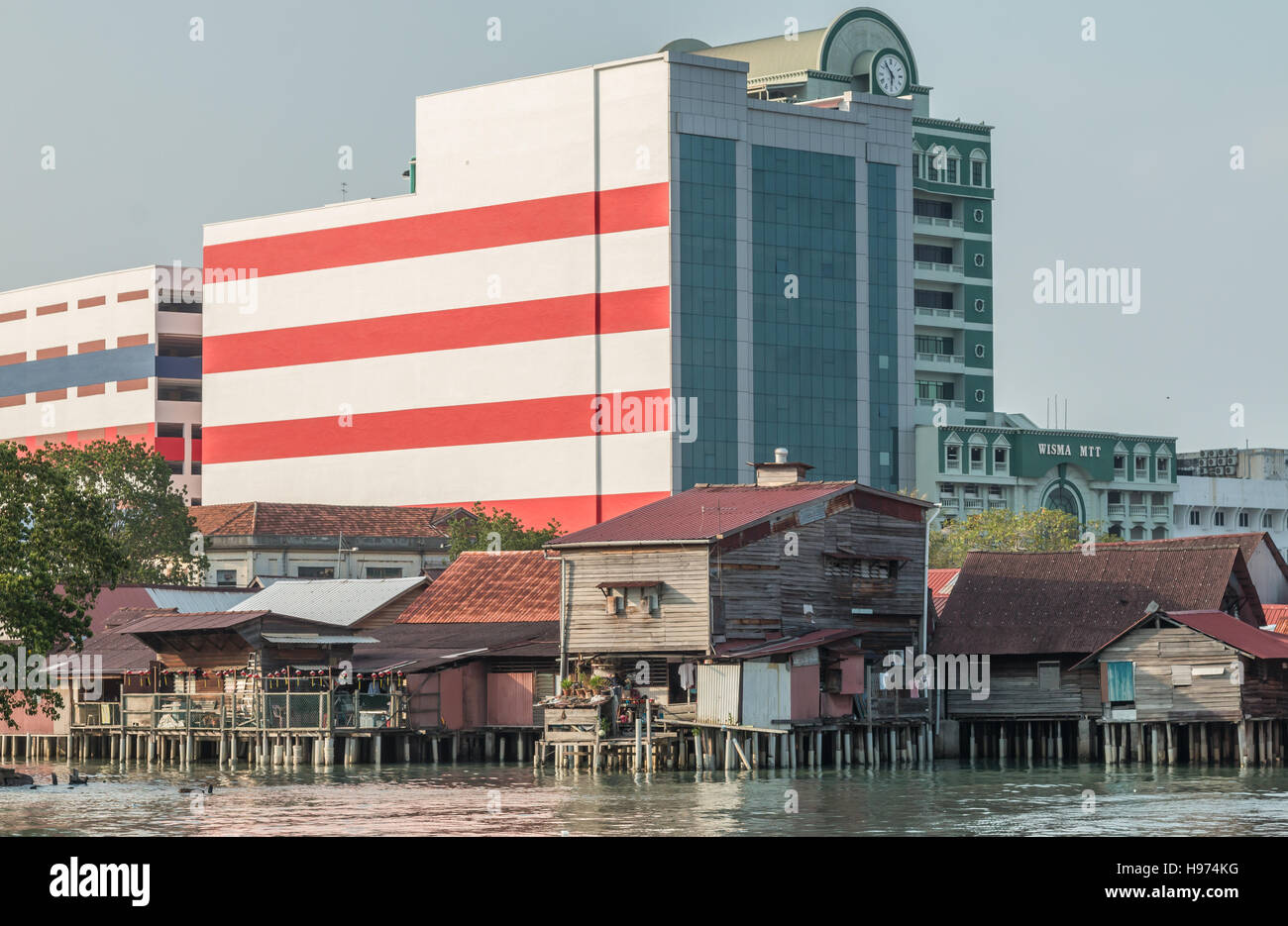 Mix of old and new architecture in George Town, Penang, Malaysia Stock ...