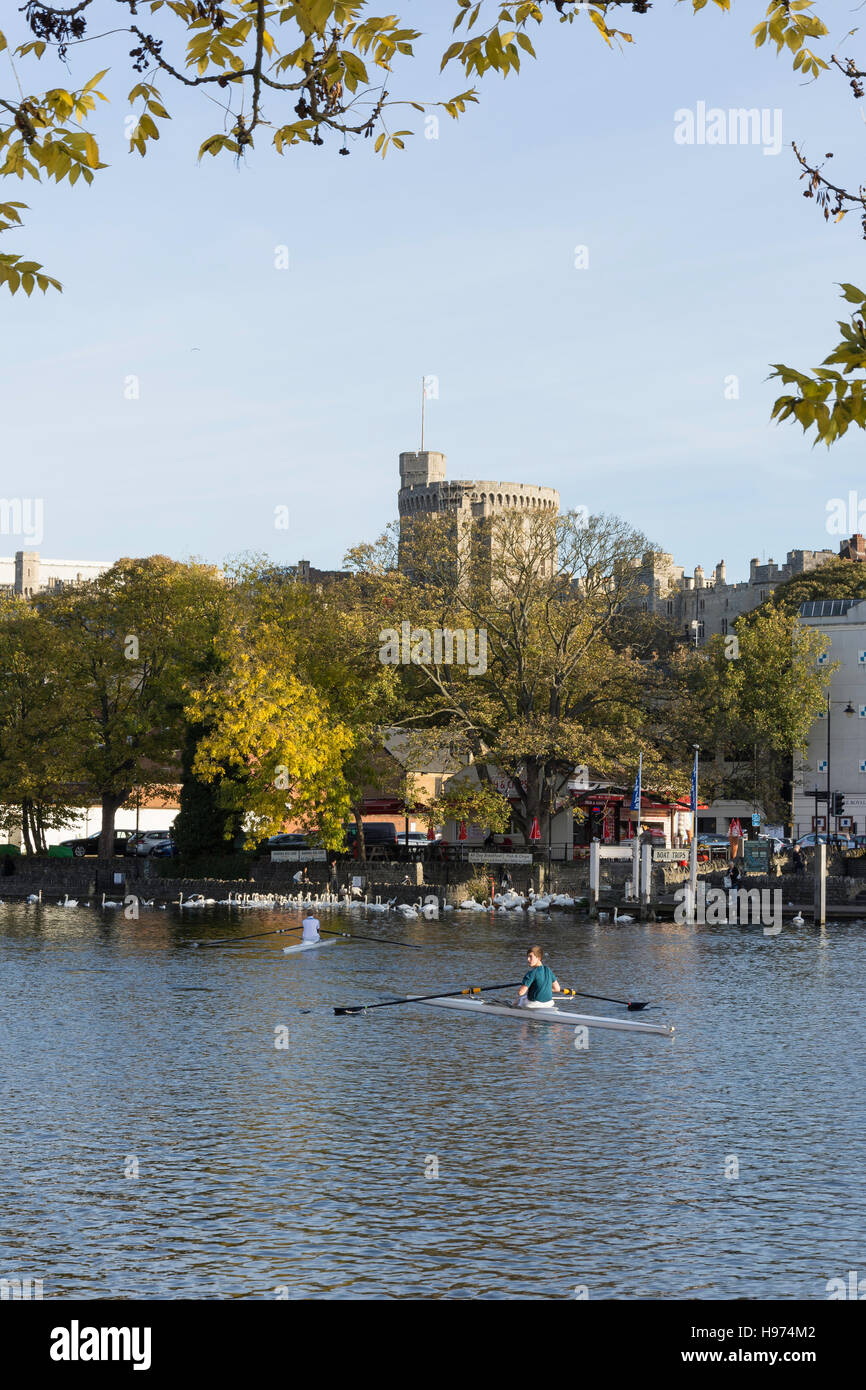 Windsor Castle across River Thames, Windsor, Berkshire, England, United ...