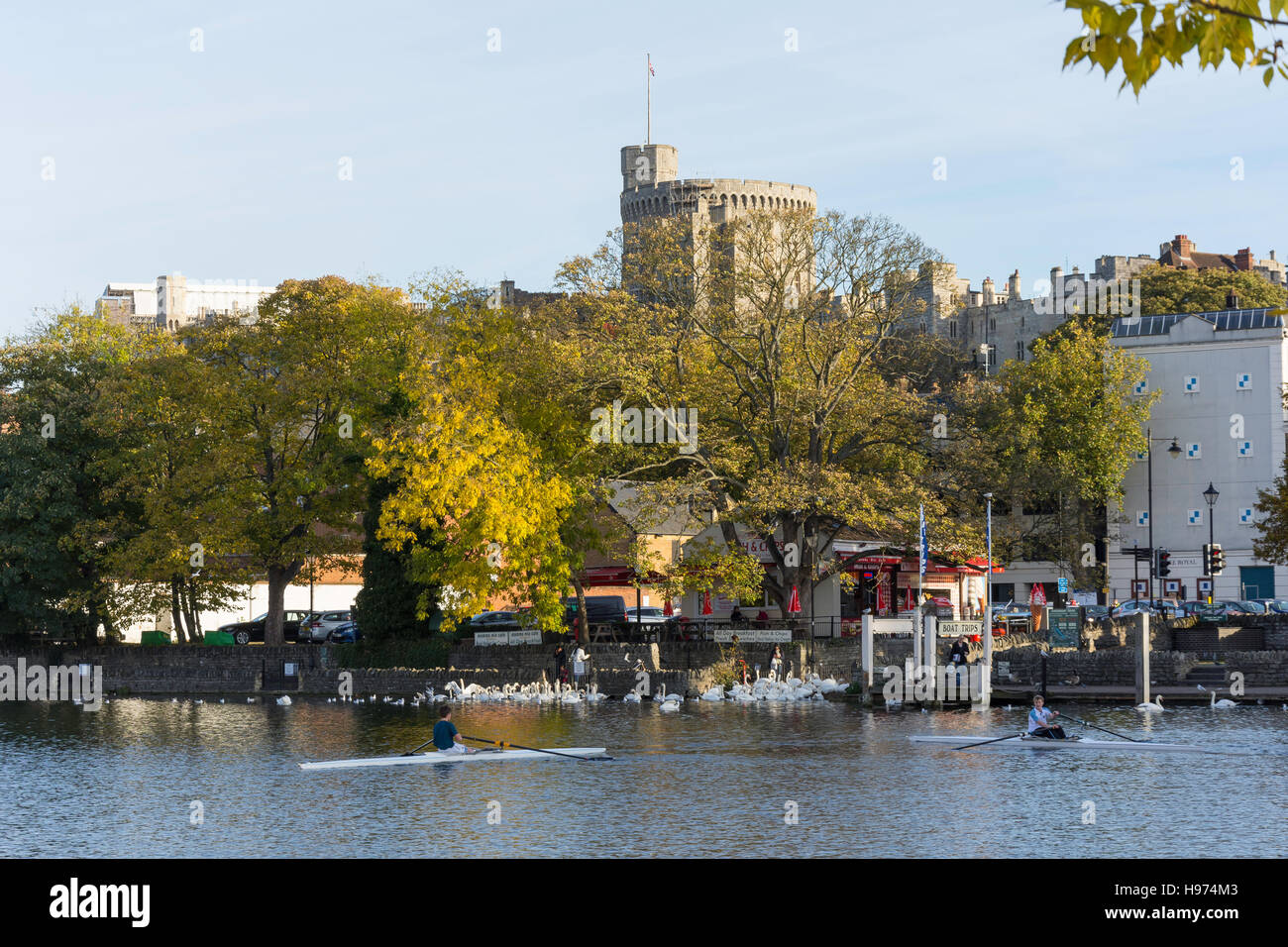 Windsor Castle across River Thames, Windsor, Berkshire, England, United ...