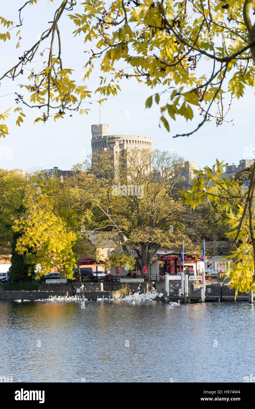 Windsor Castle across River Thames, Windsor, Berkshire, England, United ...