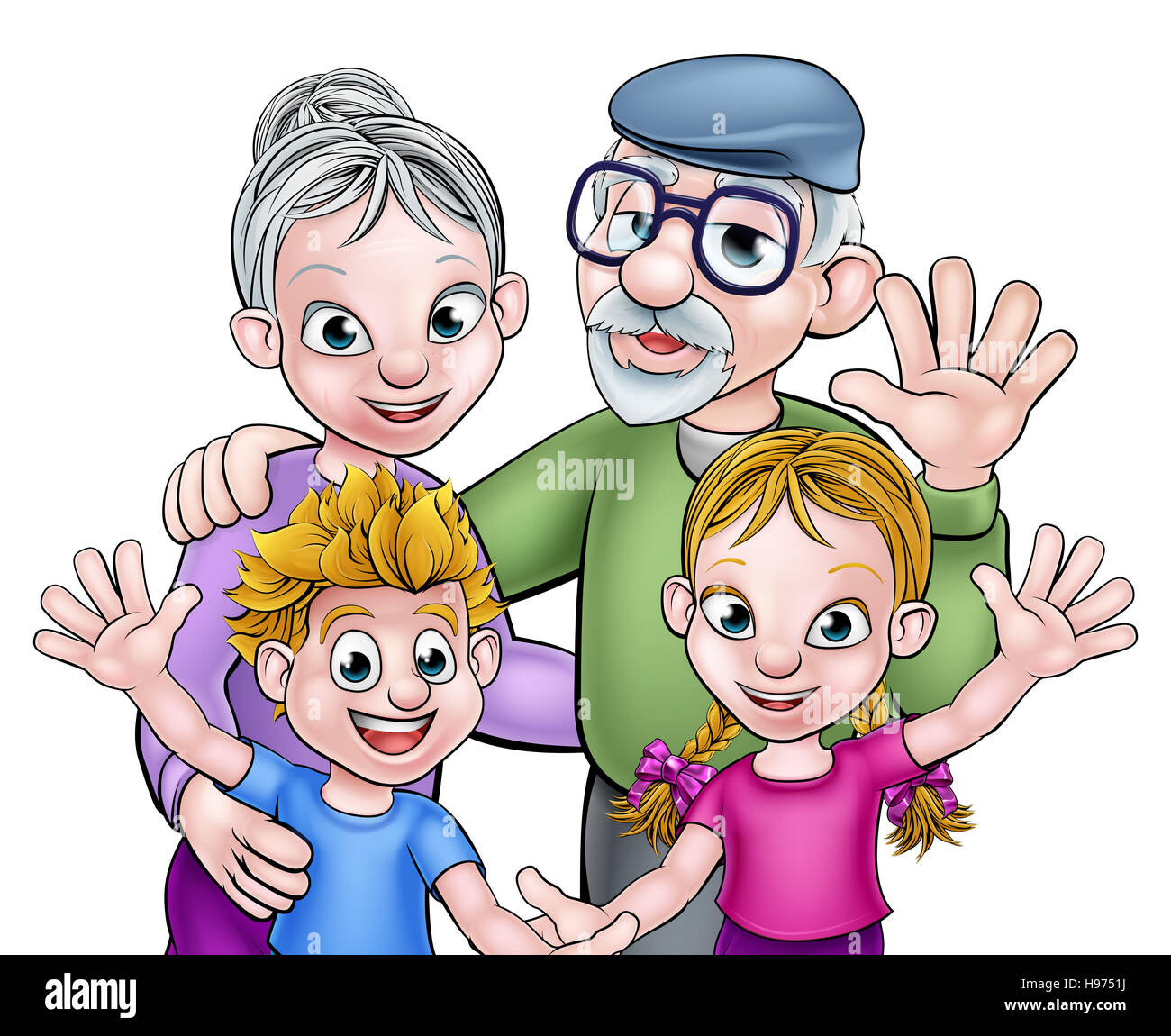 Granny grand children boy girl hi-res stock photography and images - Alamy