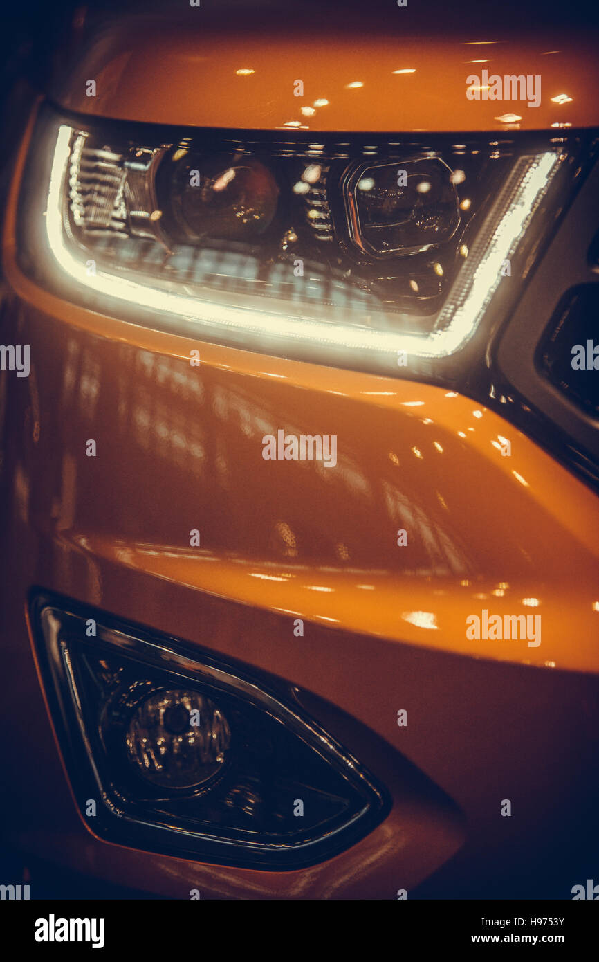 Close up shot of a car's LED headlight Stock Photo - Alamy