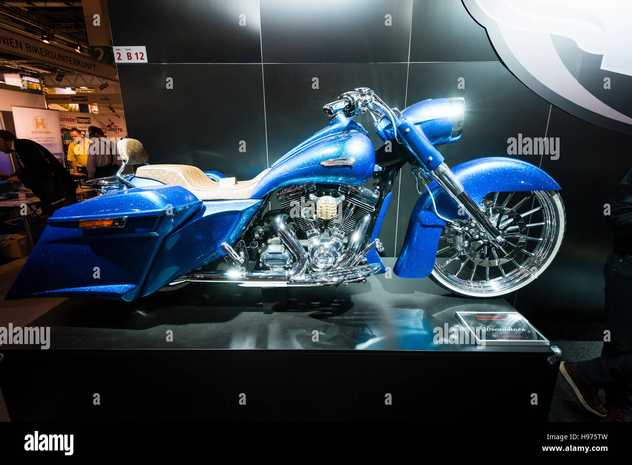 Zurich, Switzerland - 21 Feb 2016: A splendid polished Harley Davidson ...