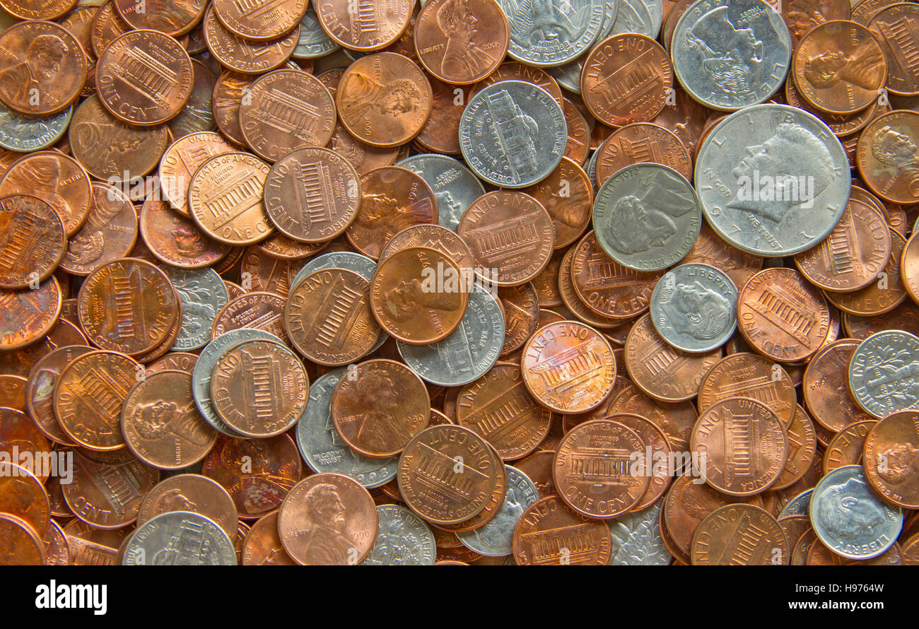 Huge pile of the US coins Stock Photo - Alamy