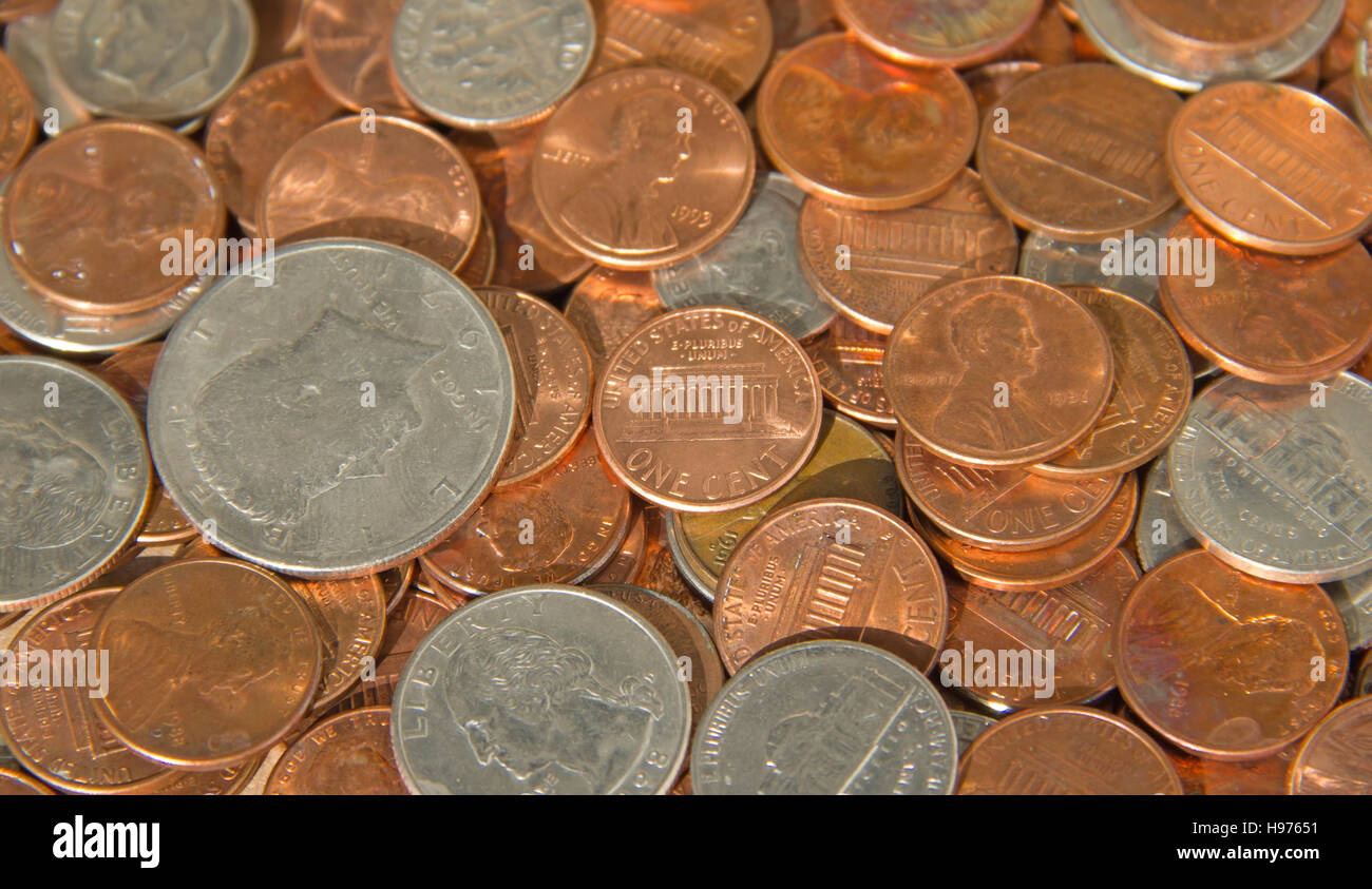 Huge pile of the US coins Stock Photo - Alamy