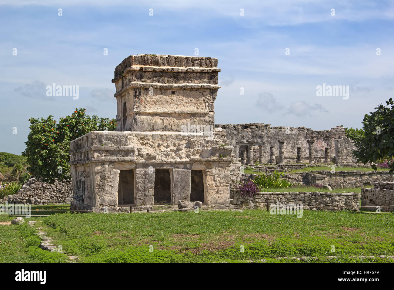 Ruins of the Mayan fortress and temple near Tulum, Mexico Stock Photo ...