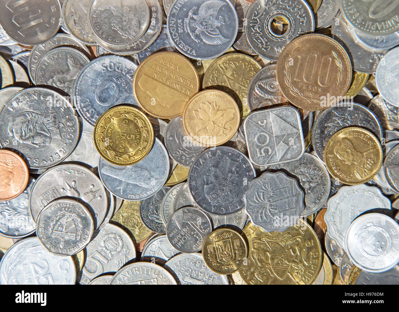 Collection of the old circulated coins Stock Photo - Alamy