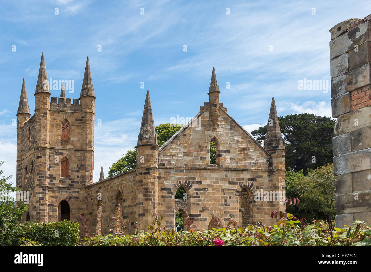 Remains of the convict built church at the Port Arthur former penal ...
