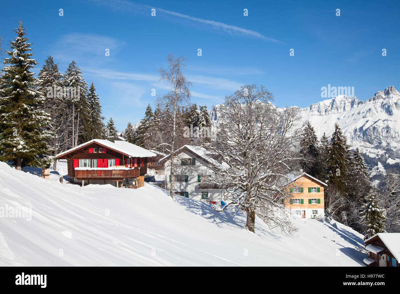 Slope on the skiing resort Flumserberg. Switzerland Stock Photo - Alamy