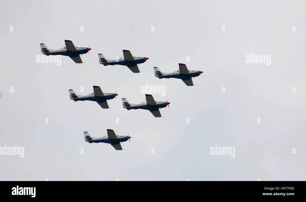 A fighter plane flying over military parade in Novi Sad, Serbia, 2016 ...