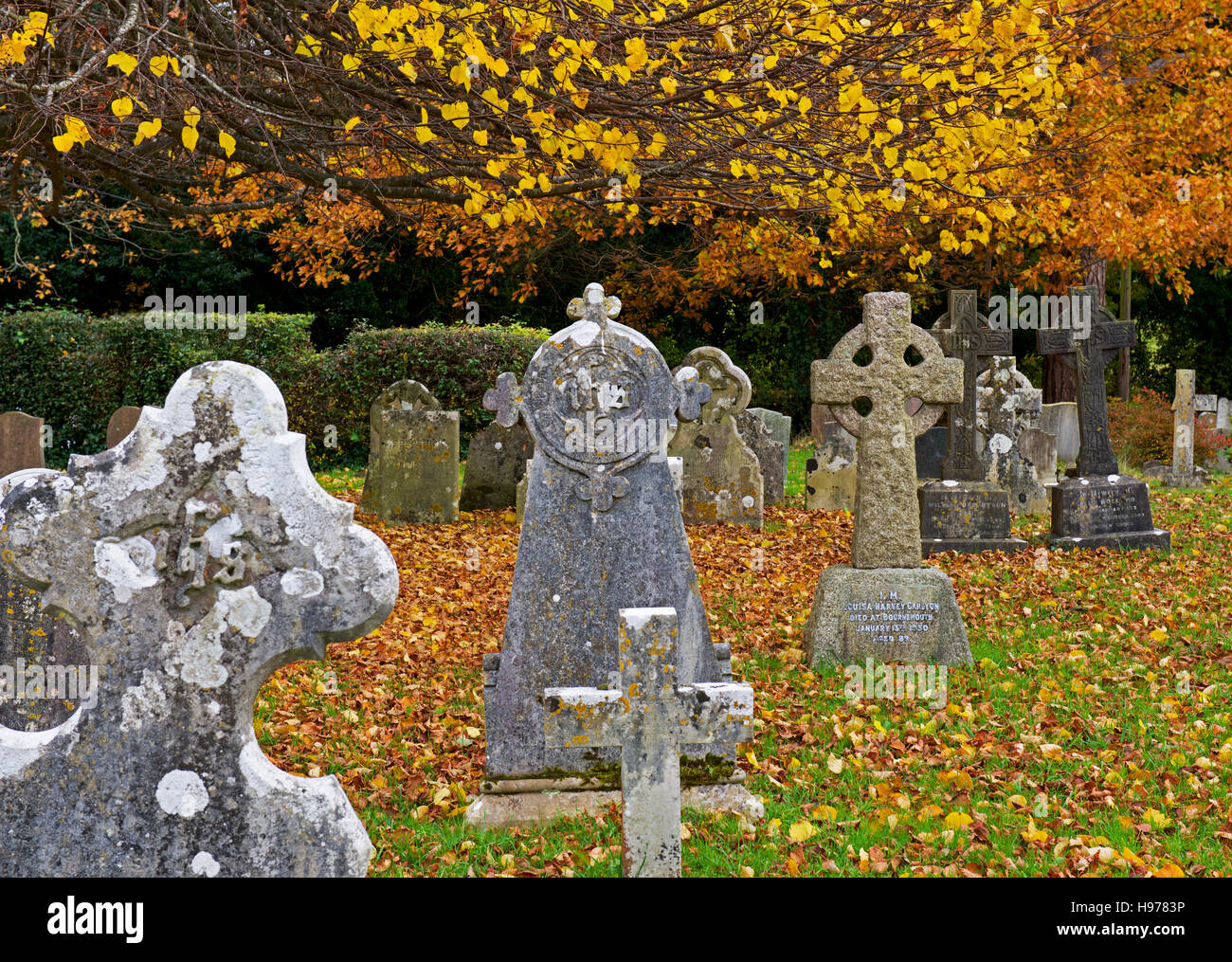 The churchyard of of All Saints Church, Dibden, Hampshire, England UK ...