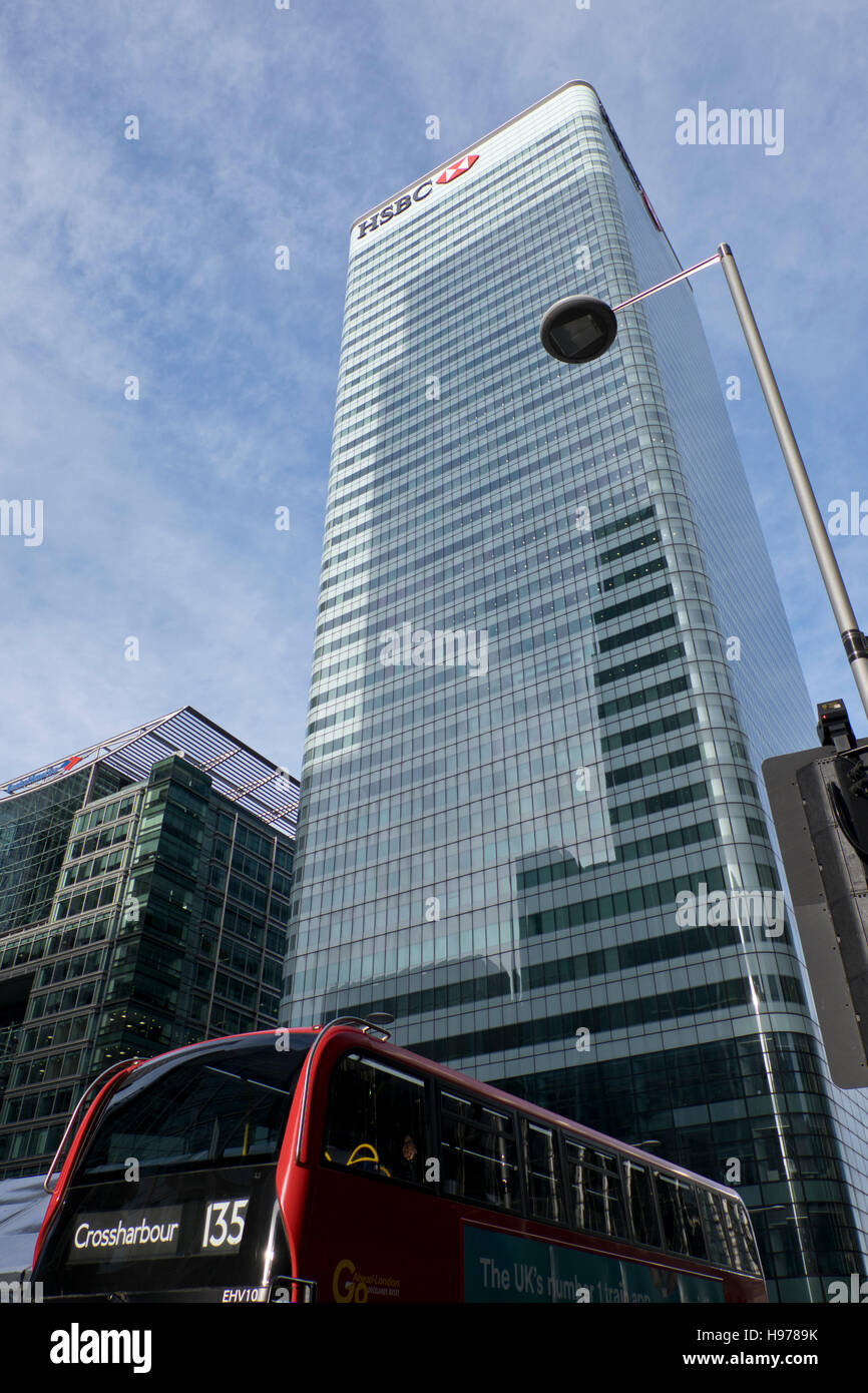 HSBC bank HQ in Canary Wharf banking district in east London,UK Stock ...
