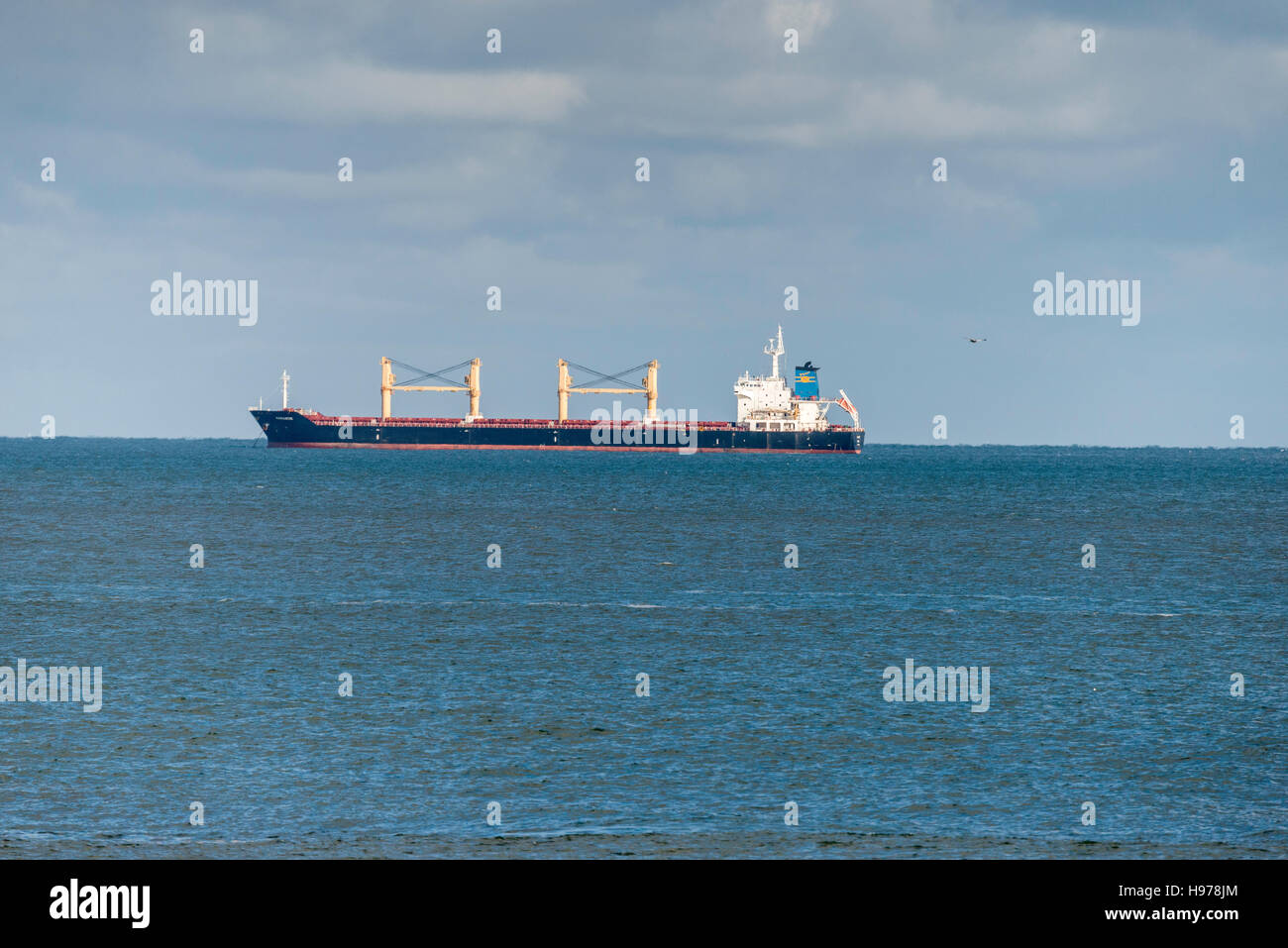 Romandie, ship, container, carrier cargo.Sea, Seascape Moelfre bay ...