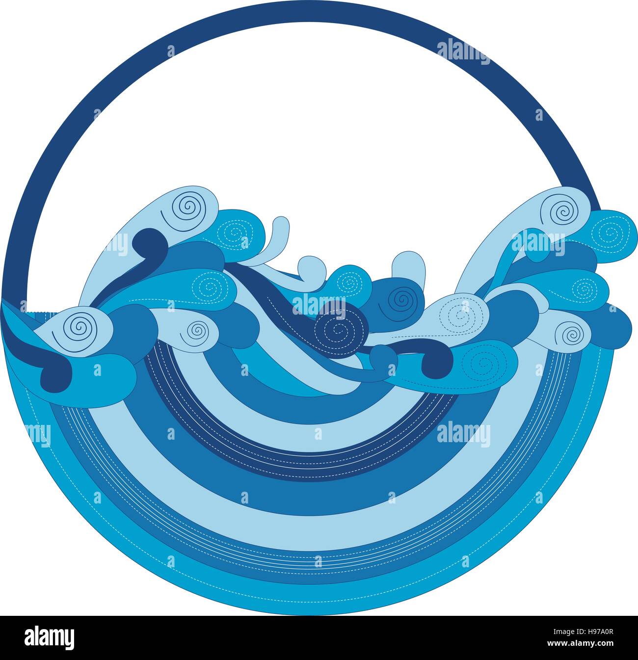 abstract water waves circle emblem icon image vector illustration ...