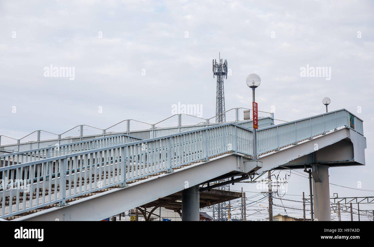 Steel City overpass stairs side view abstract Stock Photo - Alamy