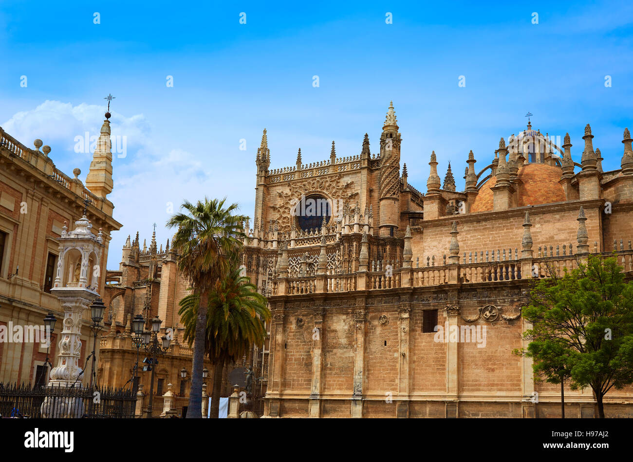 Seville cathedral and Archivo Indias Sevilla Andalusia Spain Stock ...