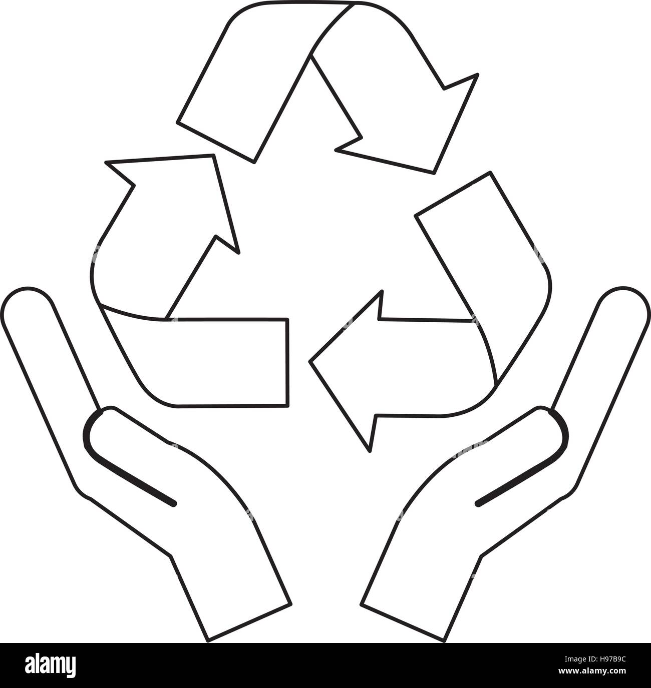 Arrows recycle symbol green Black and White Stock Photos & Images - Alamy