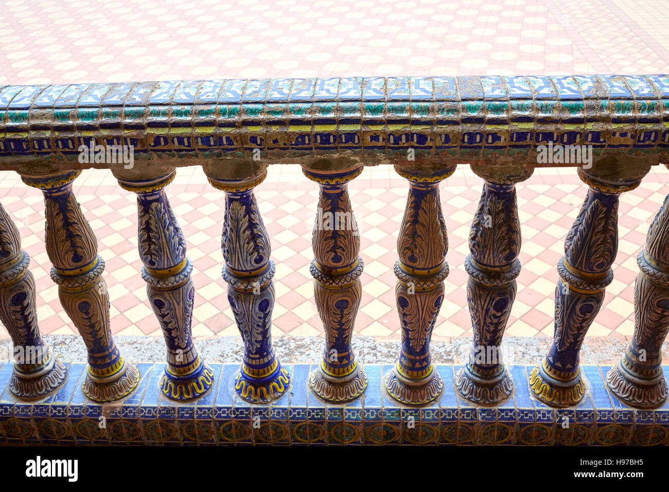 Seville Sevilla Plaza de Espana ceramic balustrade Andalusia Spain ...