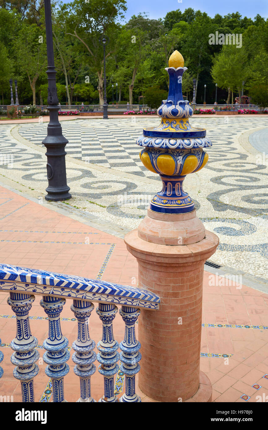 Seville Sevilla Plaza de Espana ceramic balustrade Andalusia Spain ...