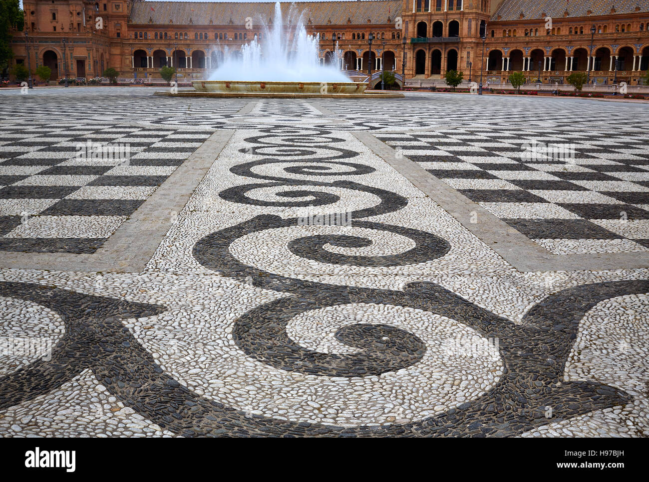 Seville Sevilla Plaza de Espana stone mosaic floor Andalusia Spain ...