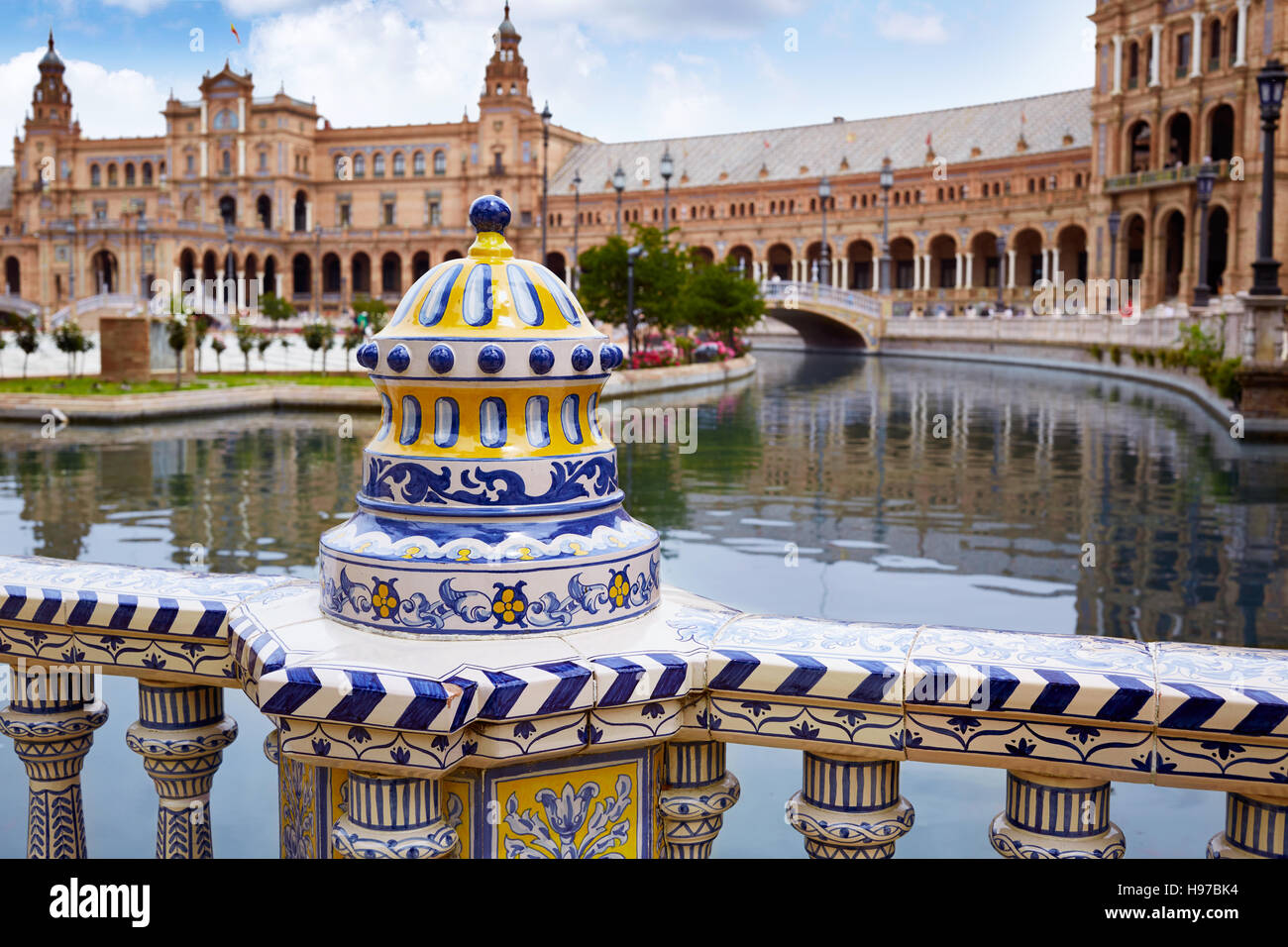 Seville Sevilla Plaza de Espana ceramic balustrade Andalusia Spain ...