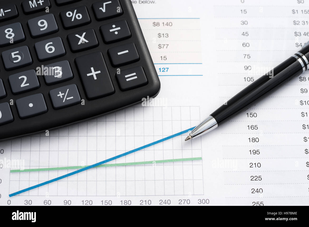 Calculator and pen, financial concept Stock Photo - Alamy