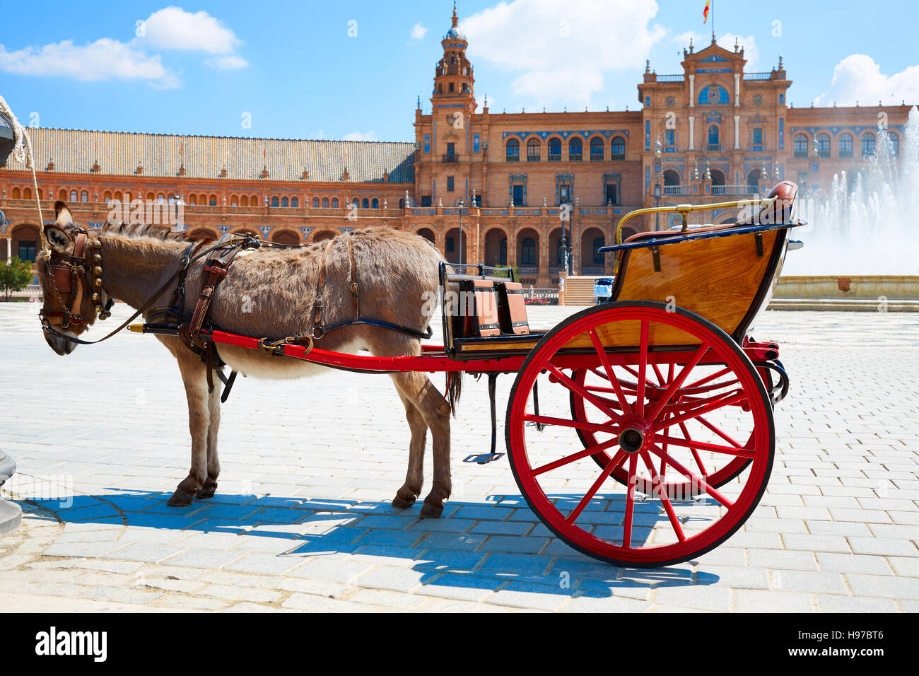 Seville Sevilla Plaza de Espana donkey carriage Andalusia Spain square ...