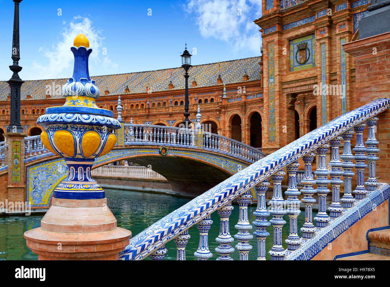 Seville Sevilla Plaza de Espana ceramic balustrade Andalusia Spain ...