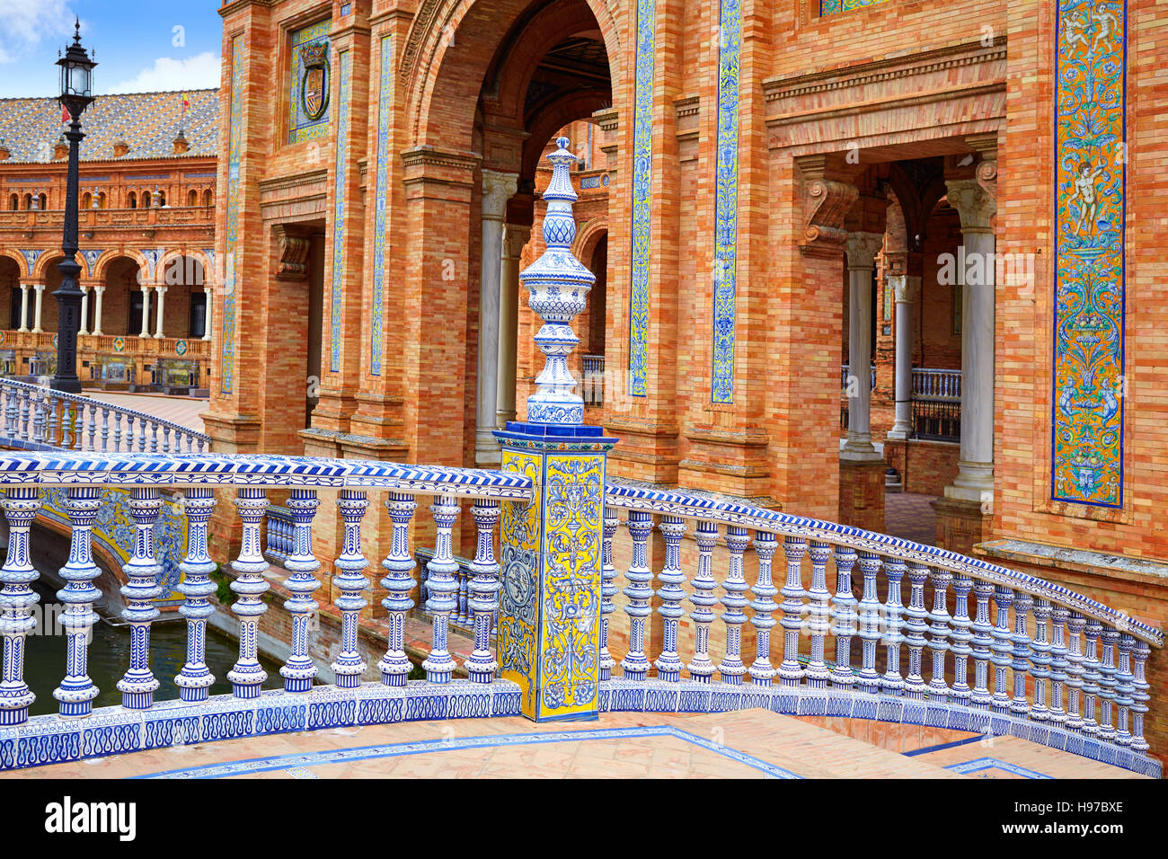 Seville Sevilla Plaza de Espana ceramic balustrade Andalusia Spain ...