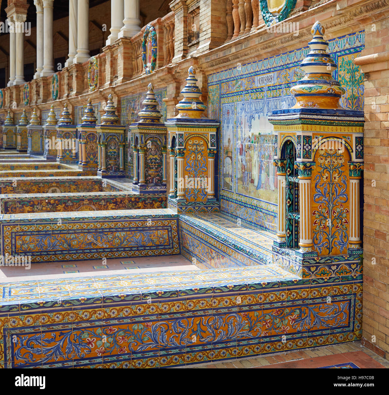 Seville Sevilla Plaza de Espana Provinces bench in Andalusia Spain ...