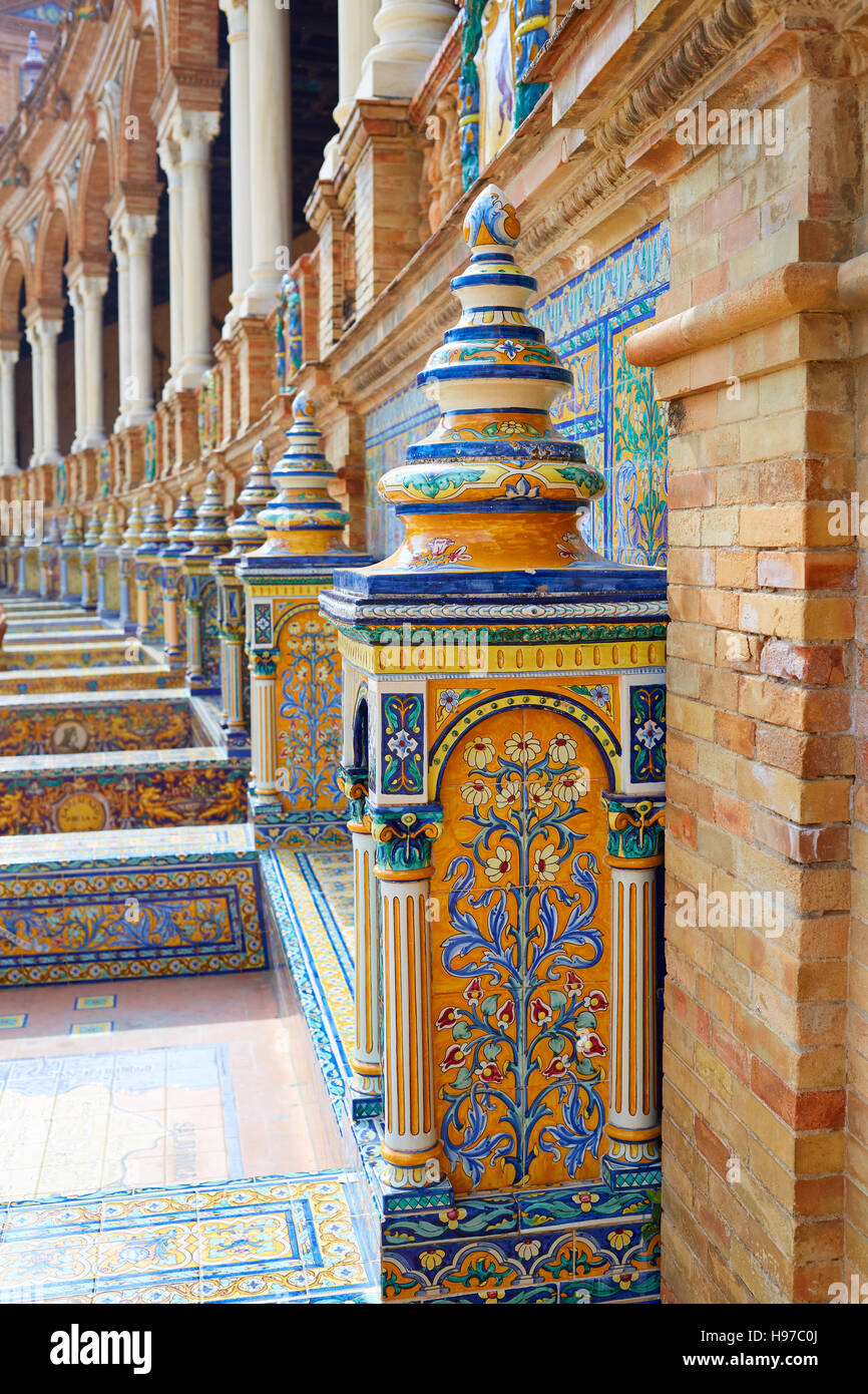 Seville Sevilla Plaza de Espana Provinces bench in Andalusia Spain ...