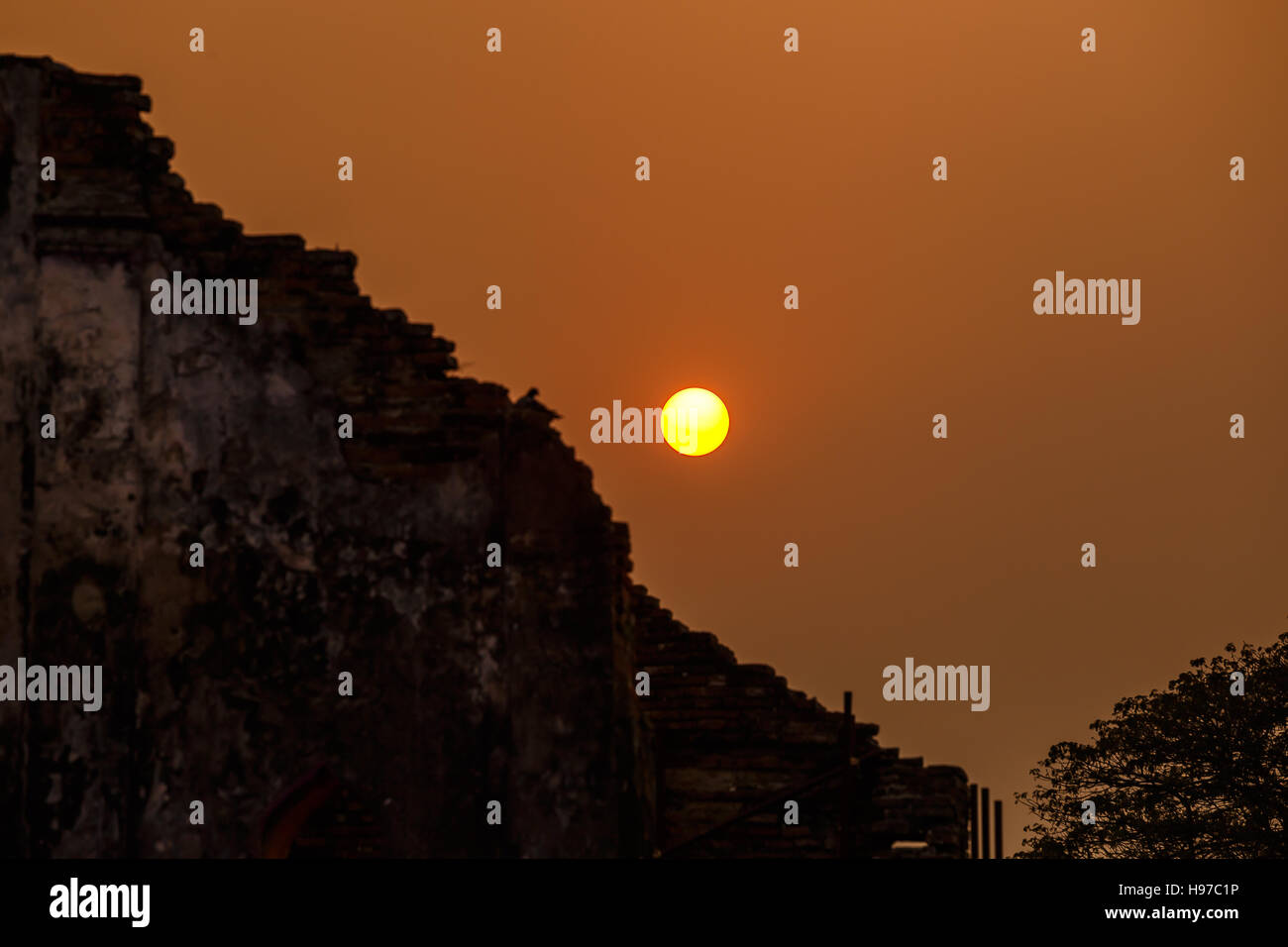 Brick wall sunset Stock Photo - Alamy