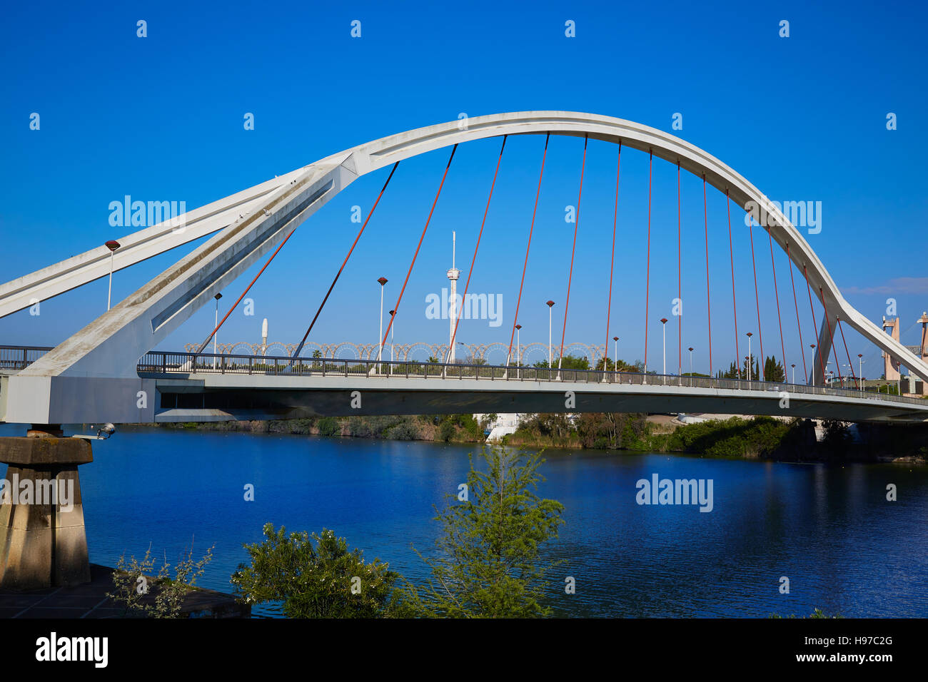 Seville Puente de la Barqueta bridge Sevilla Andalusia spain Stock ...