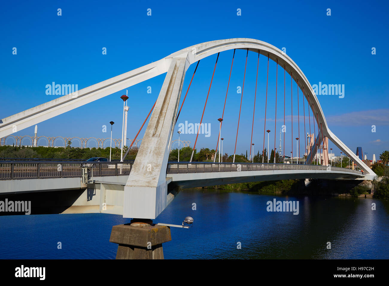 Seville Puente de la Barqueta bridge Sevilla Andalusia spain Stock ...
