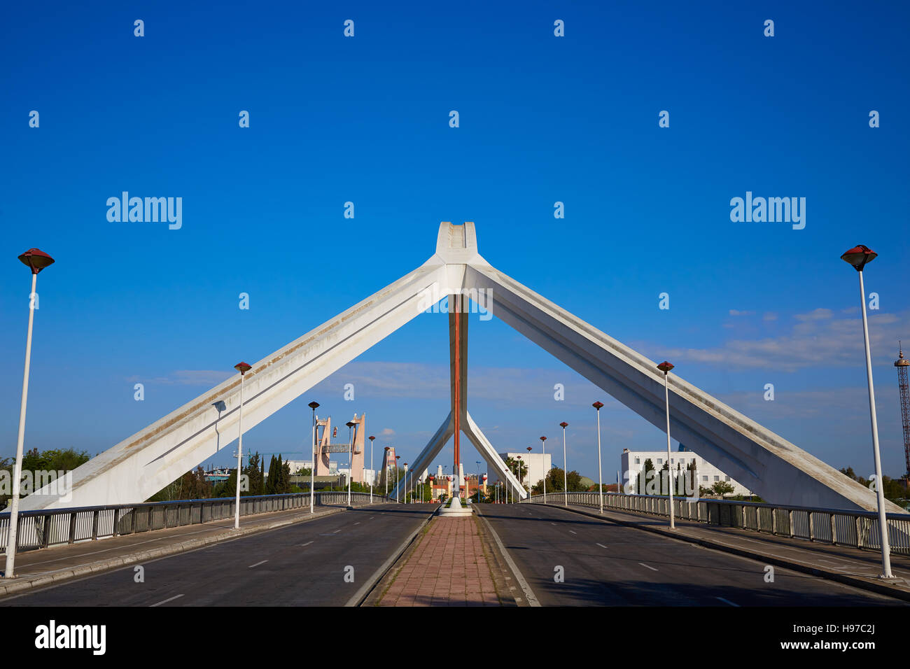 Seville Puente de la Barqueta bridge Sevilla Andalusia spain Stock ...