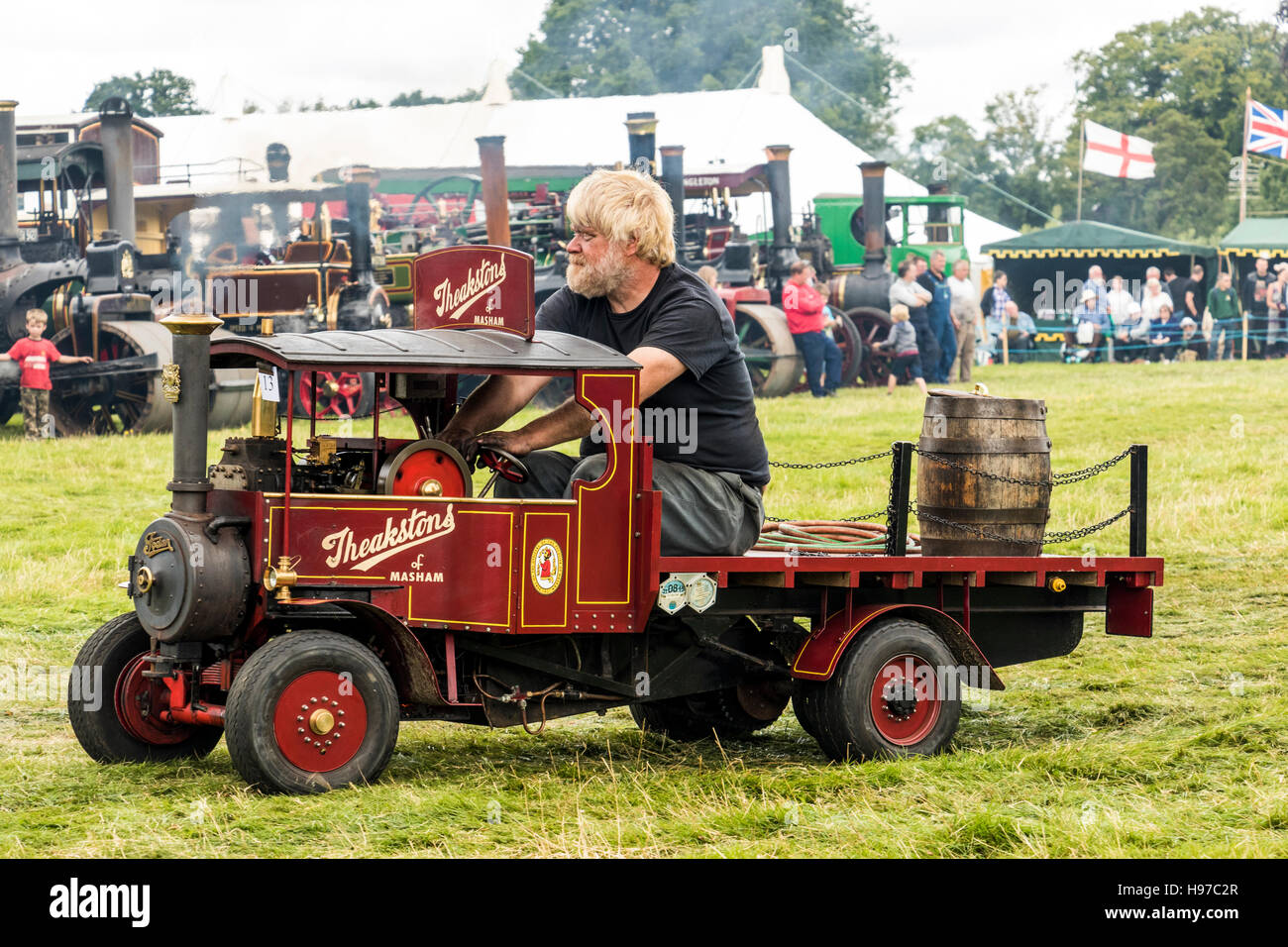 Miniature steam truck being driven and displayed at Astle Park Traction ...