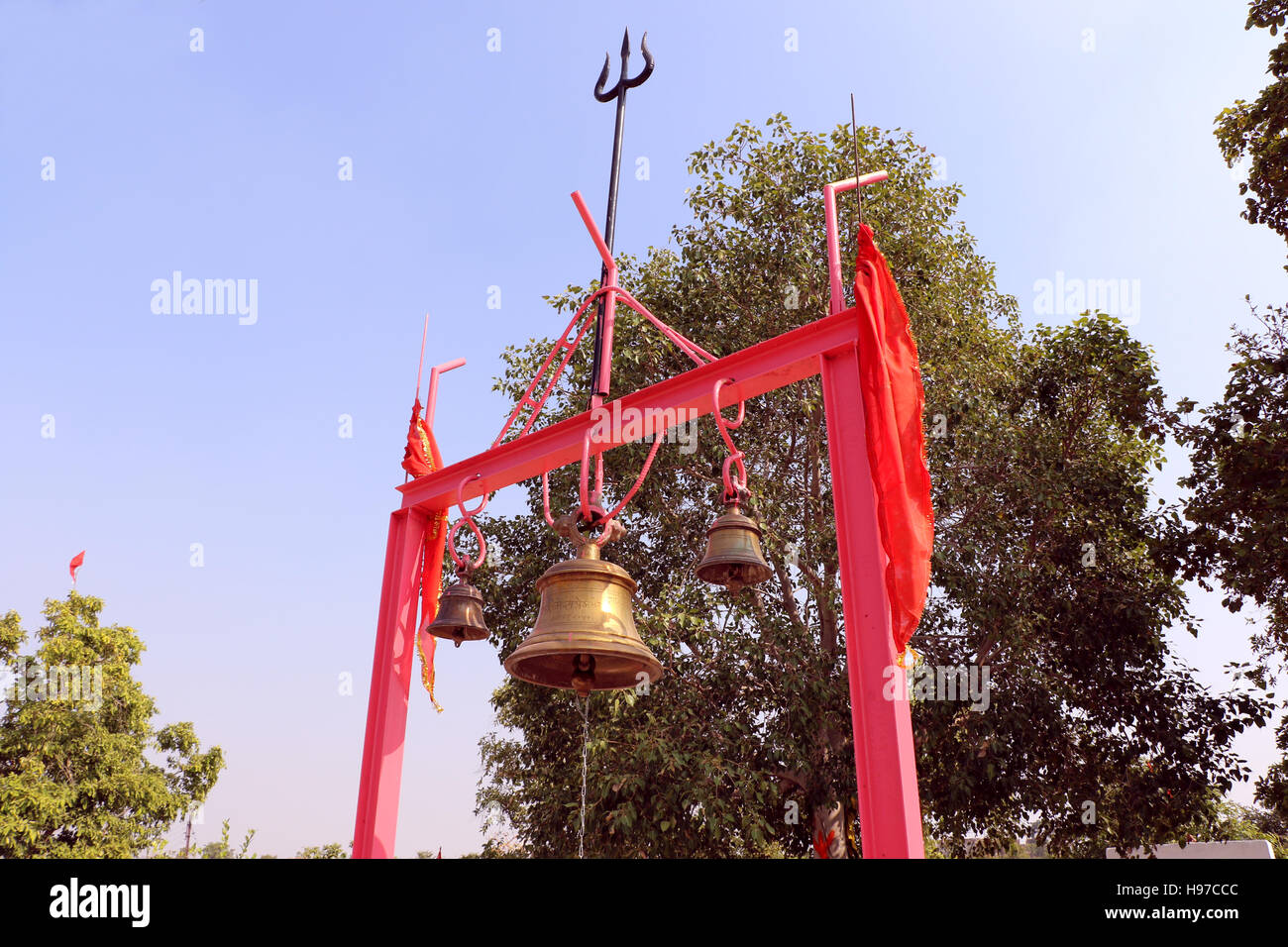 Hindu temple and bells Stock Photo - Alamy