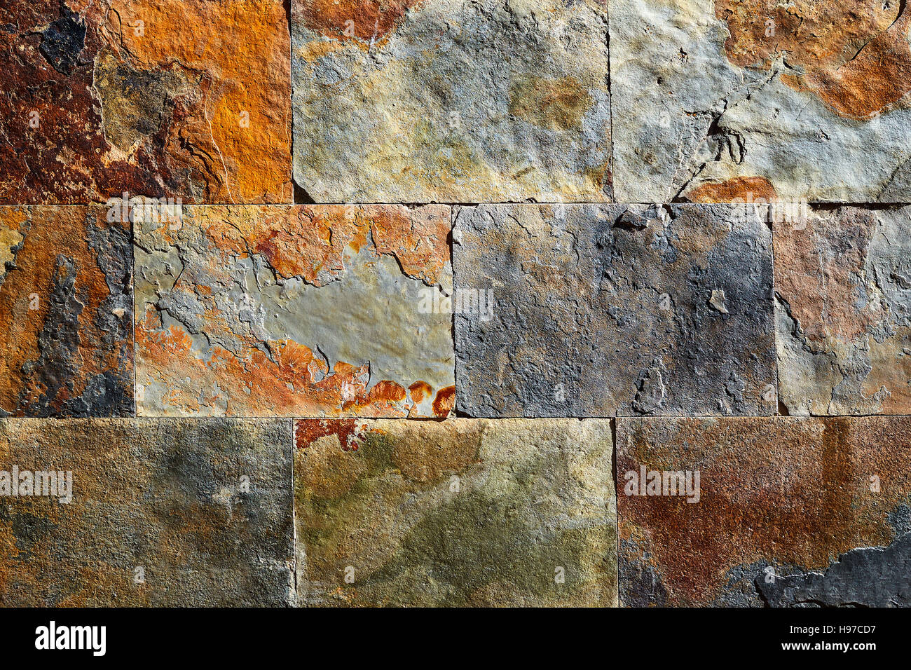 Slate stone colorful texture tiles with red rusted yellow and green ...