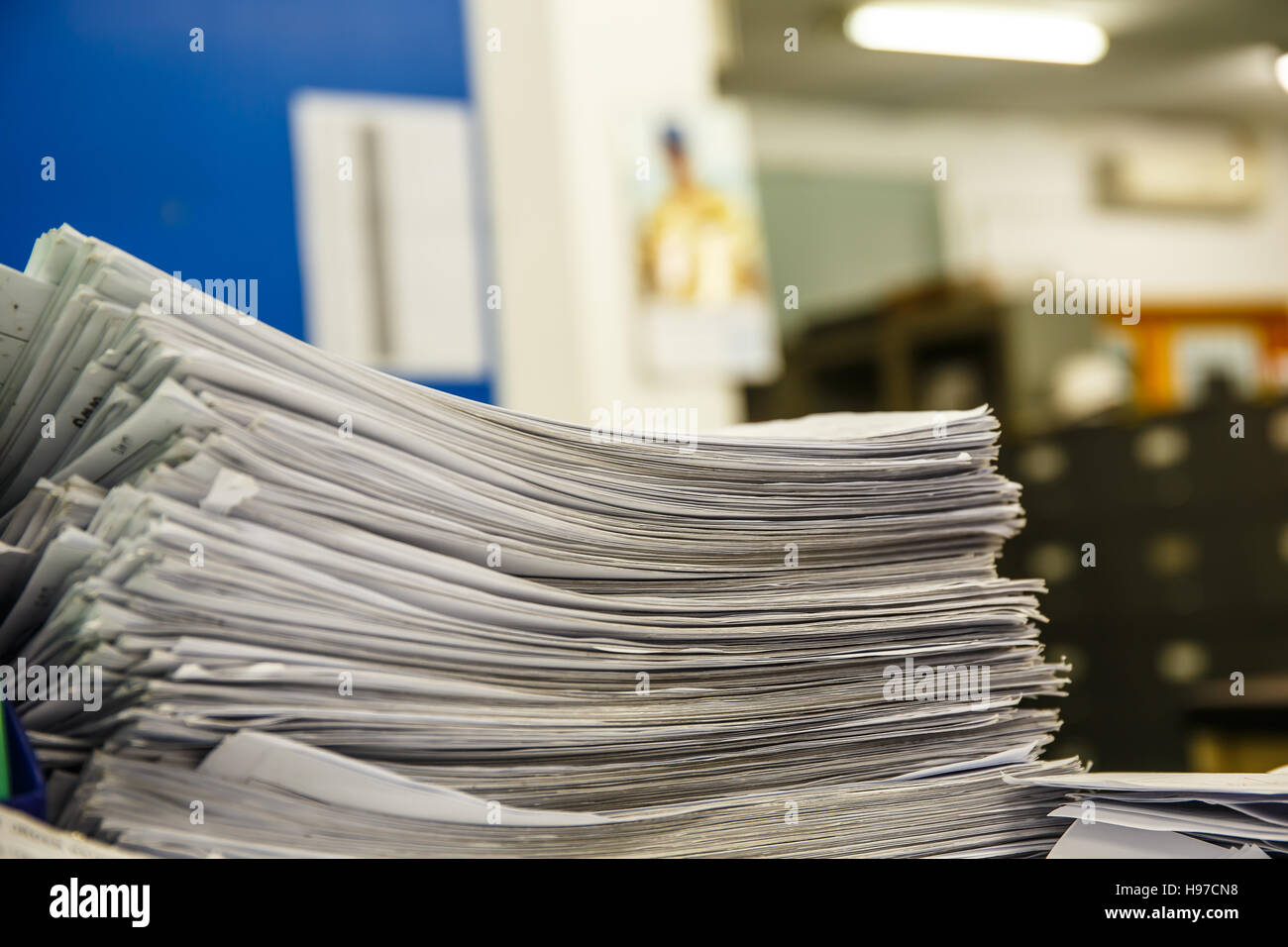 A pile of documents Desk Stock Photo - Alamy